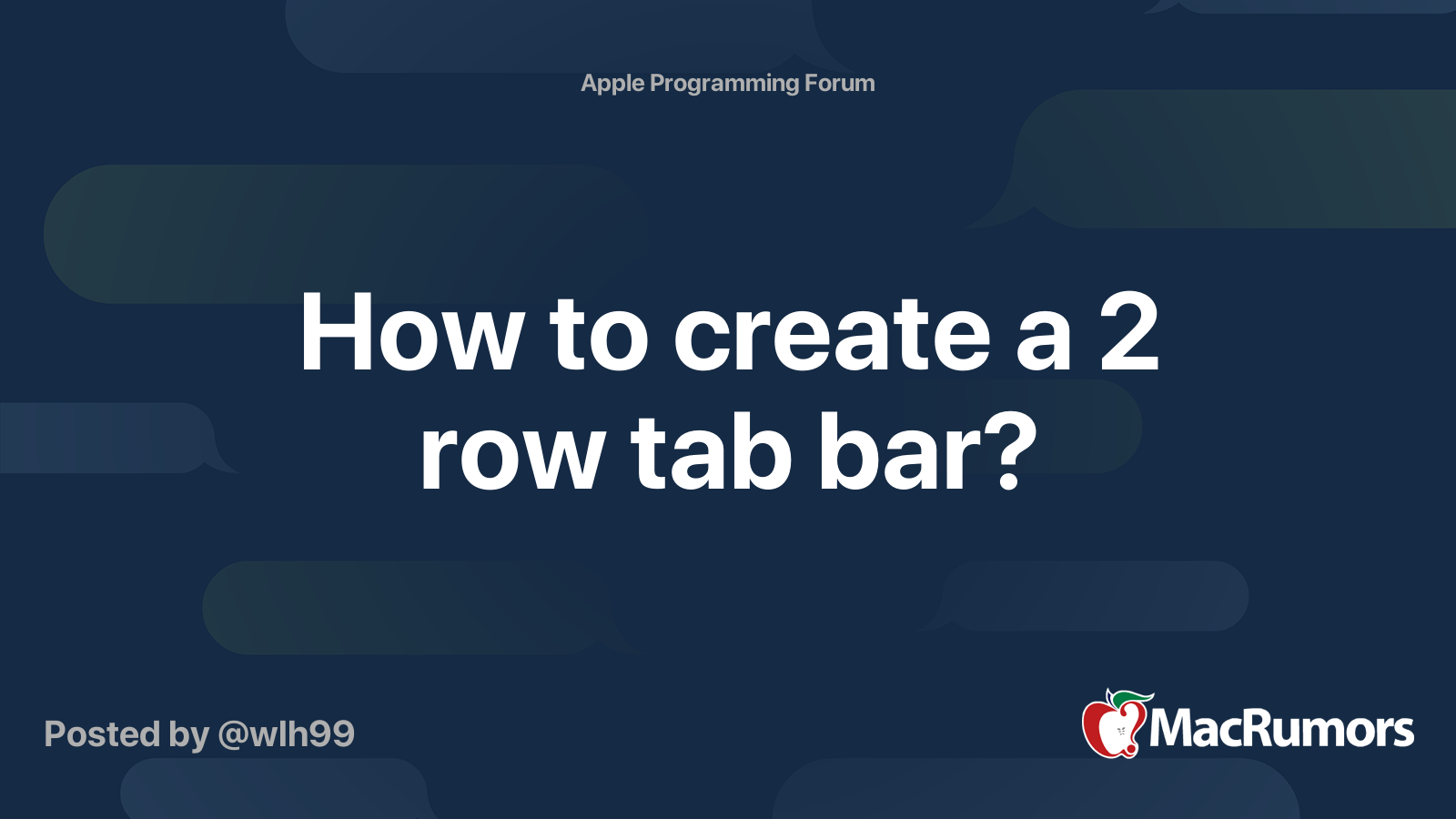 How to create a 2 row tab bar? | MacRumors Forums