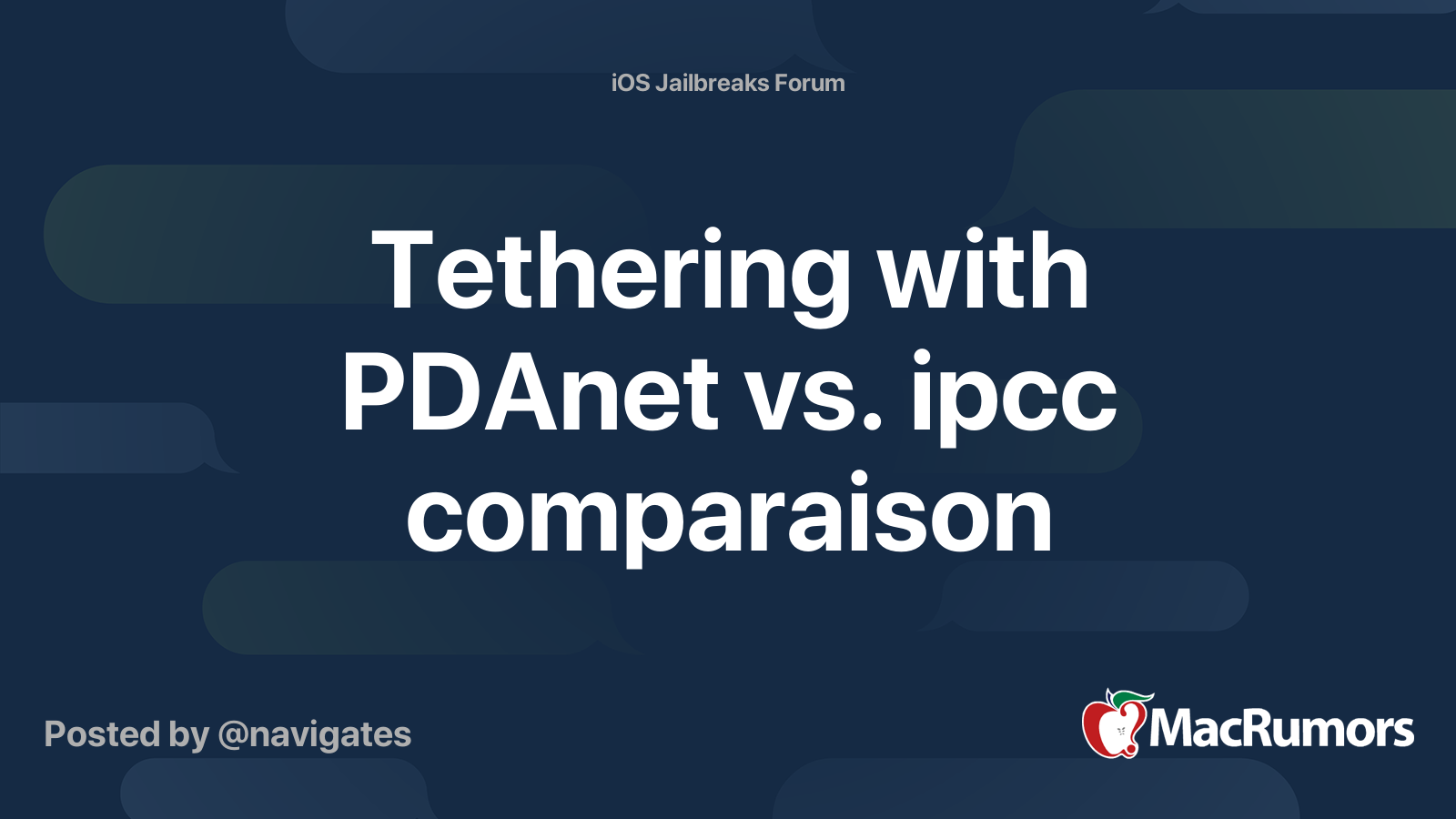 Tethering with PDAnet vs. ipcc comparaison | MacRumors Forums