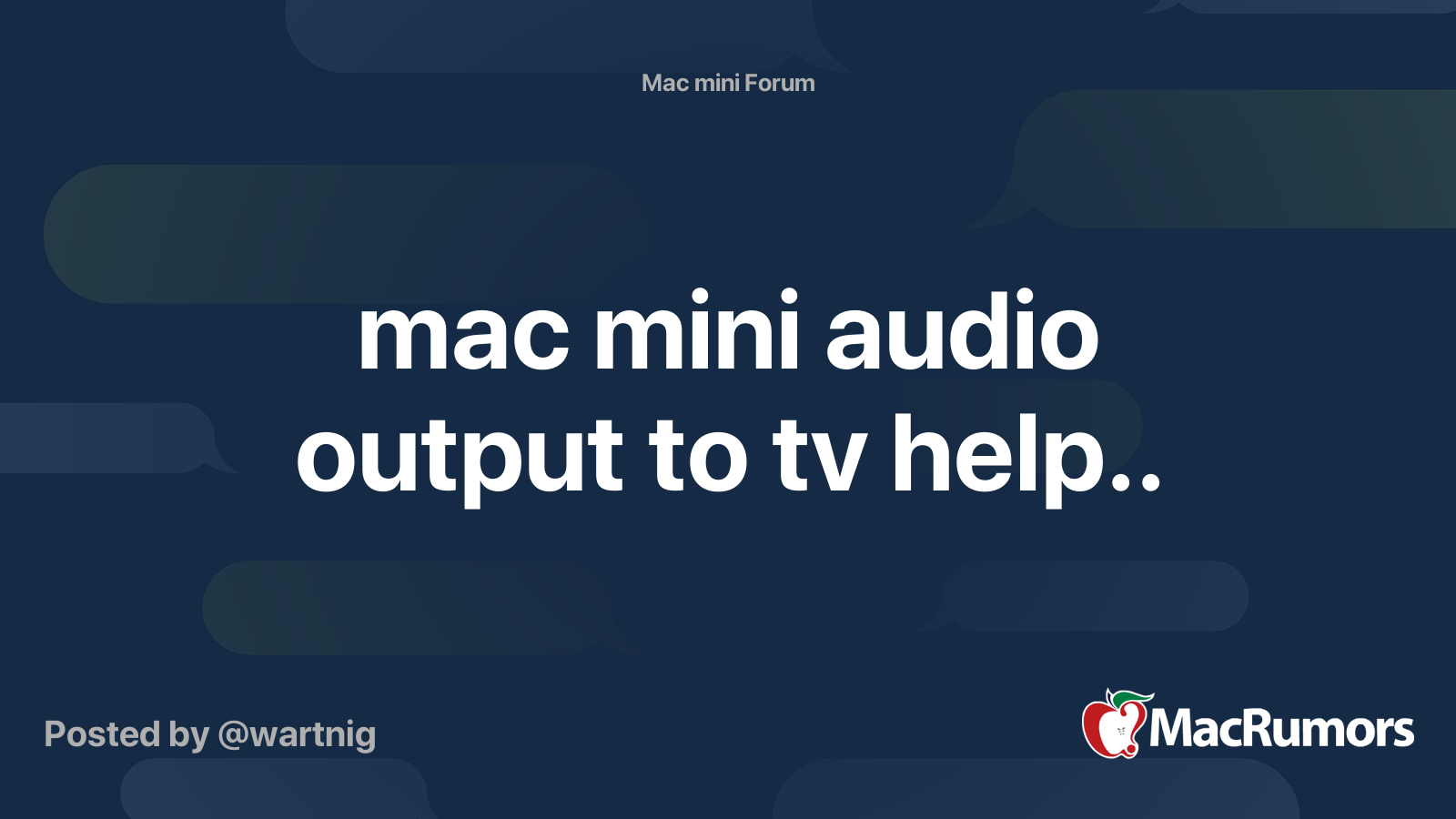 mac mini audio output to tv help.. | MacRumors Forums