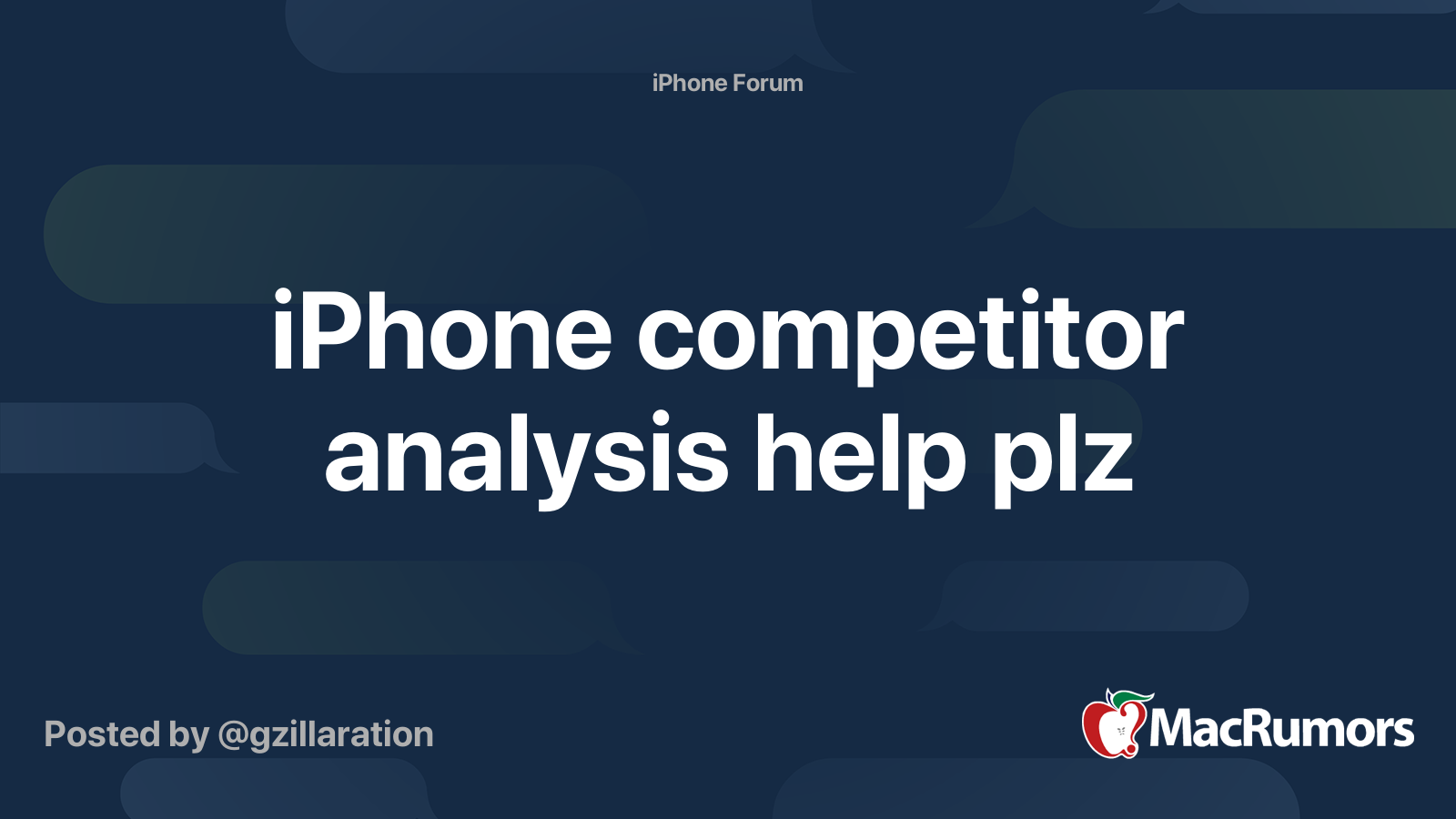 iPhone competitor analysis help plz | MacRumors Forums