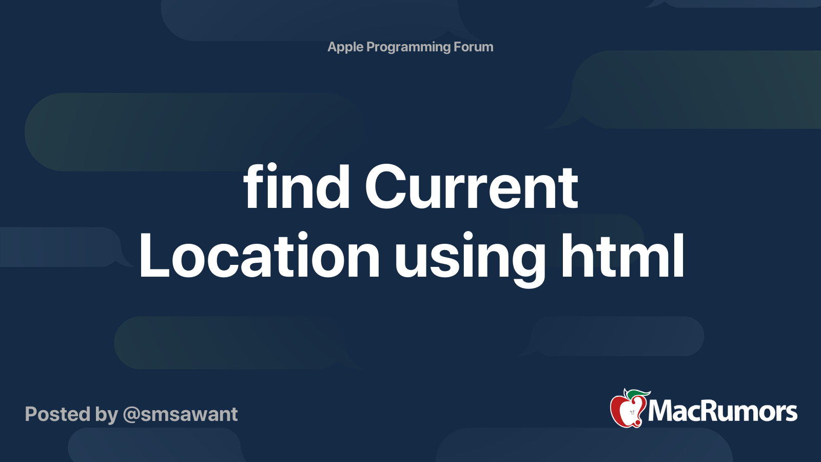 find Current Location using html | MacRumors Forums