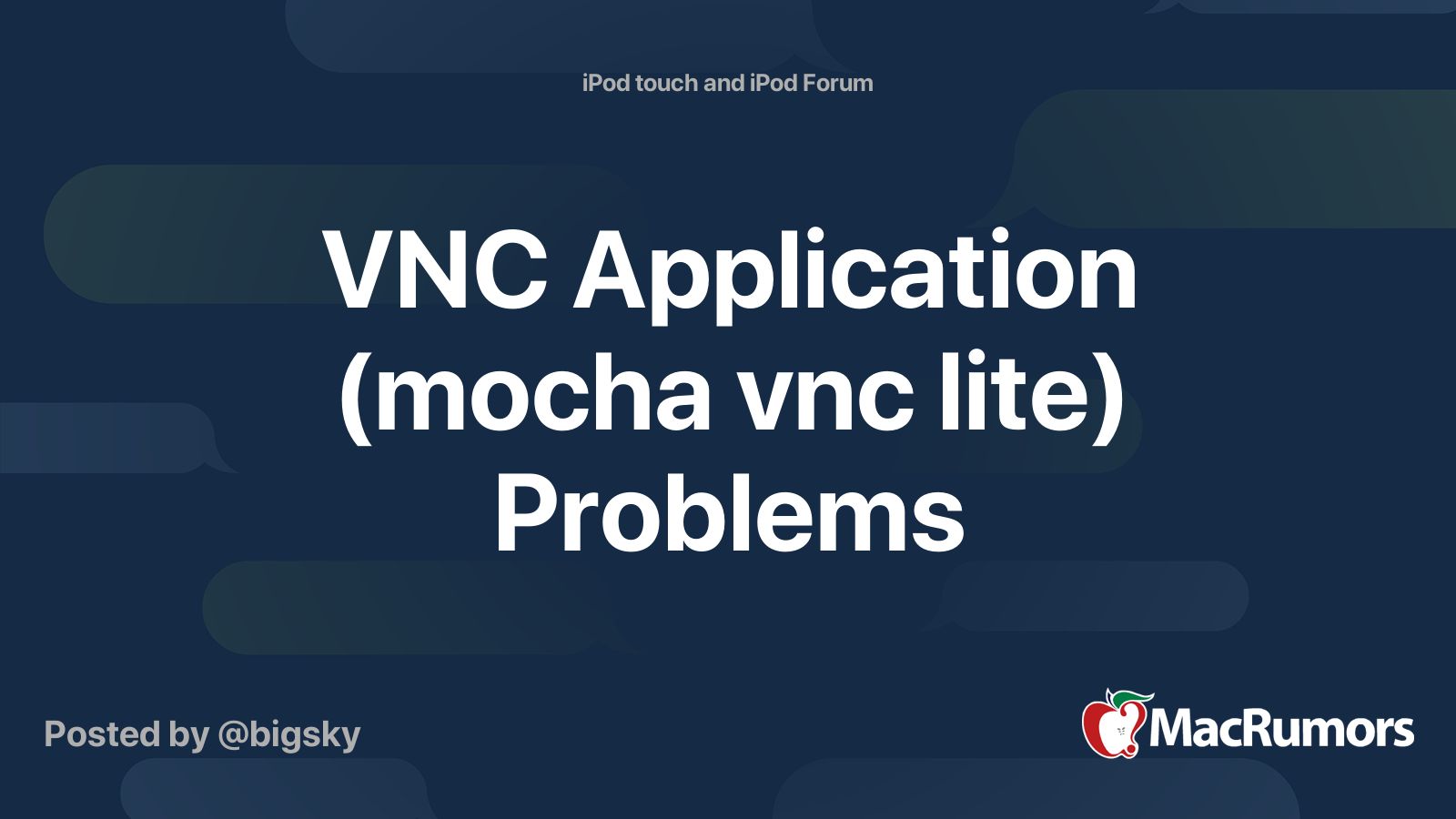 VNC Application (mocha vnc lite) Problems | MacRumors Forums