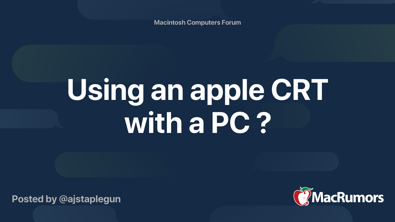Using an apple CRT with a PC ? | MacRumors Forums