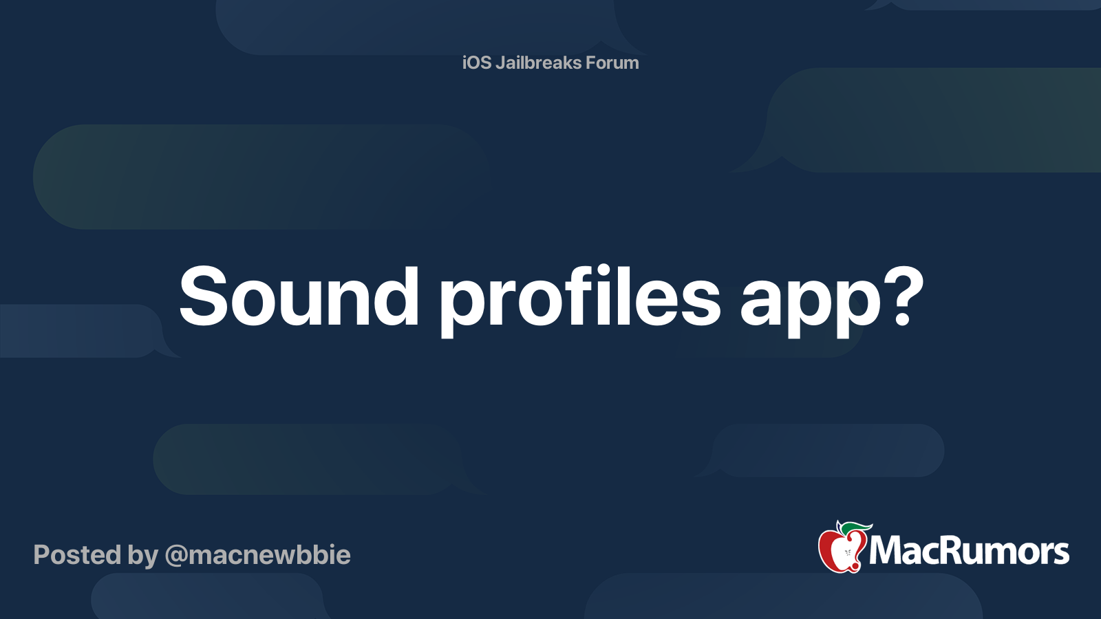 Sound profiles app? | MacRumors Forums