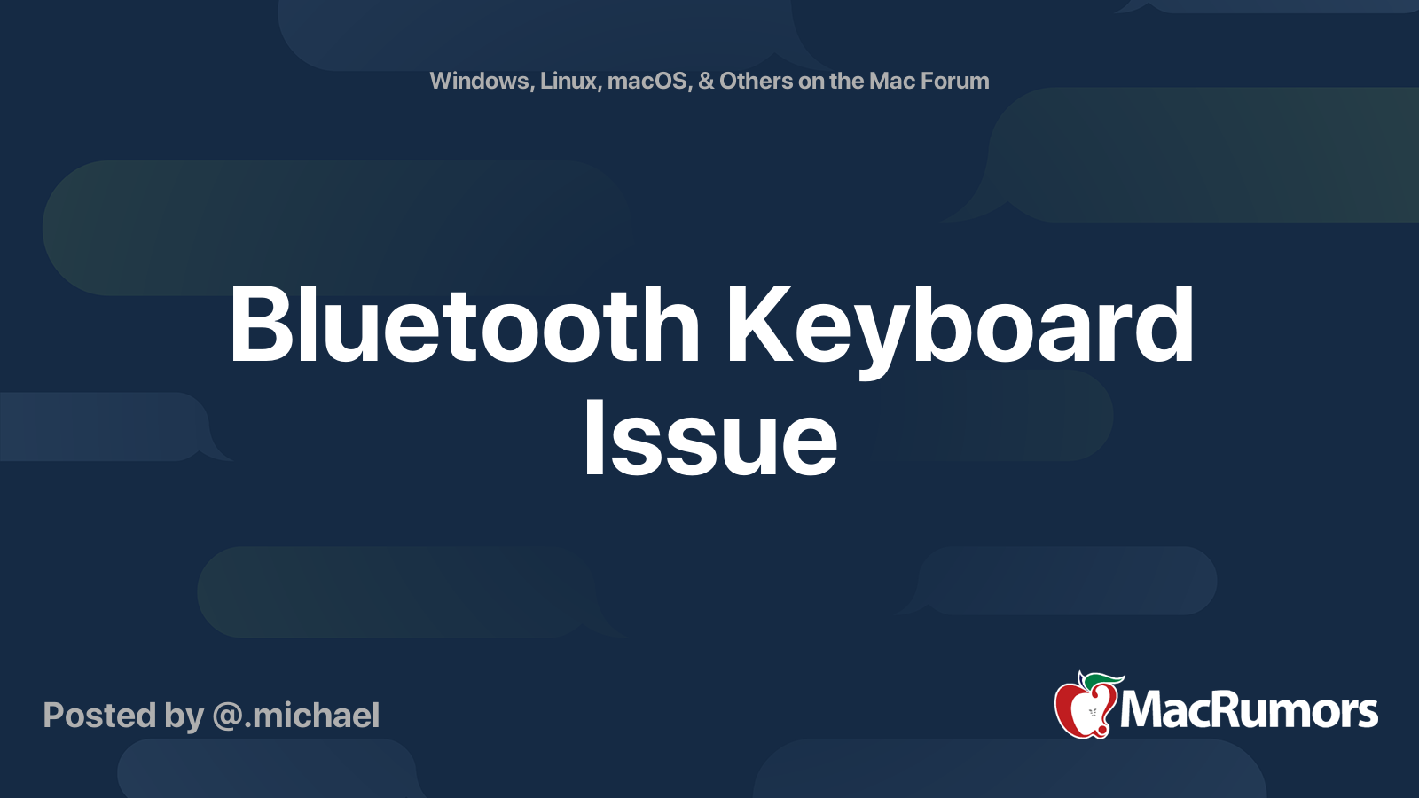 Bluetooth Keyboard Issue | MacRumors Forums