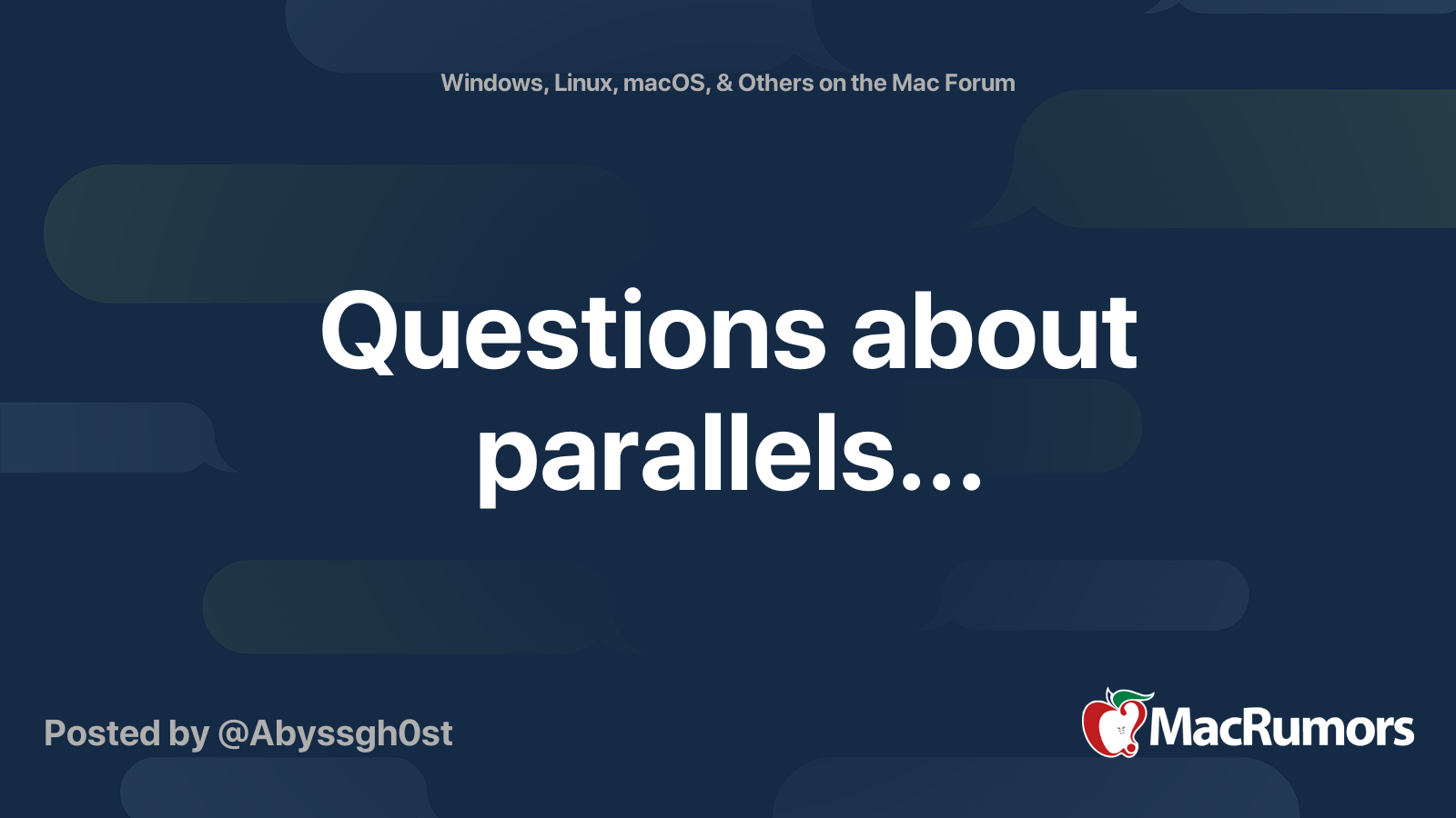 Questions about parallels... | MacRumors Forums
