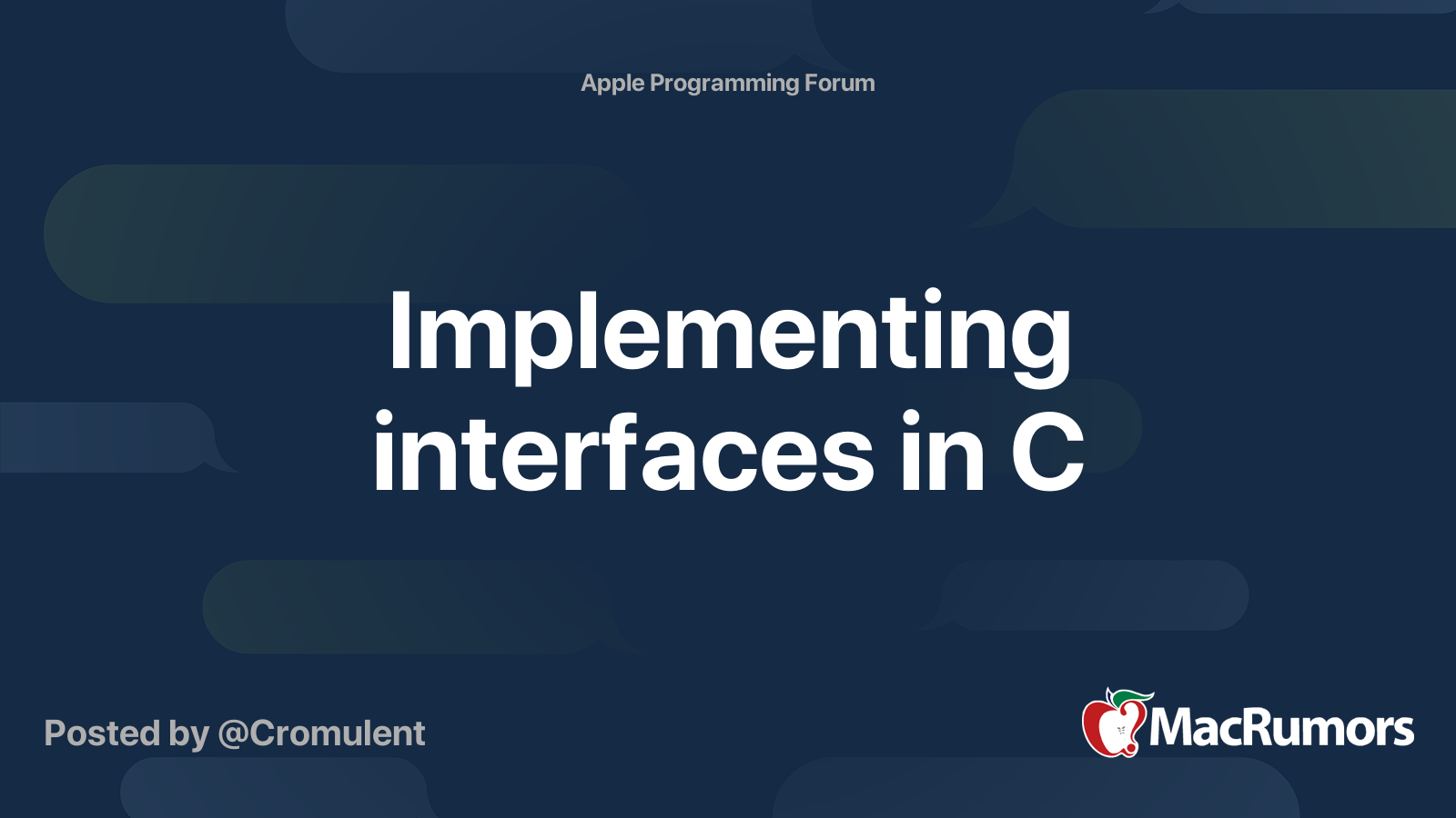 Implementing interfaces in C | MacRumors Forums