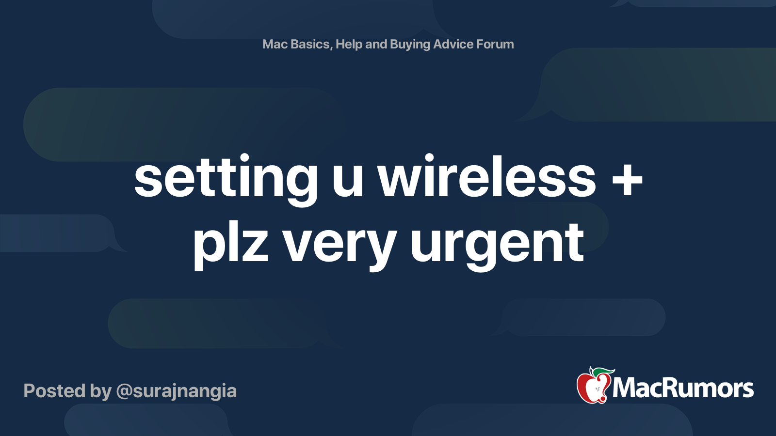 setting u wireless + plz very urgent | MacRumors Forums