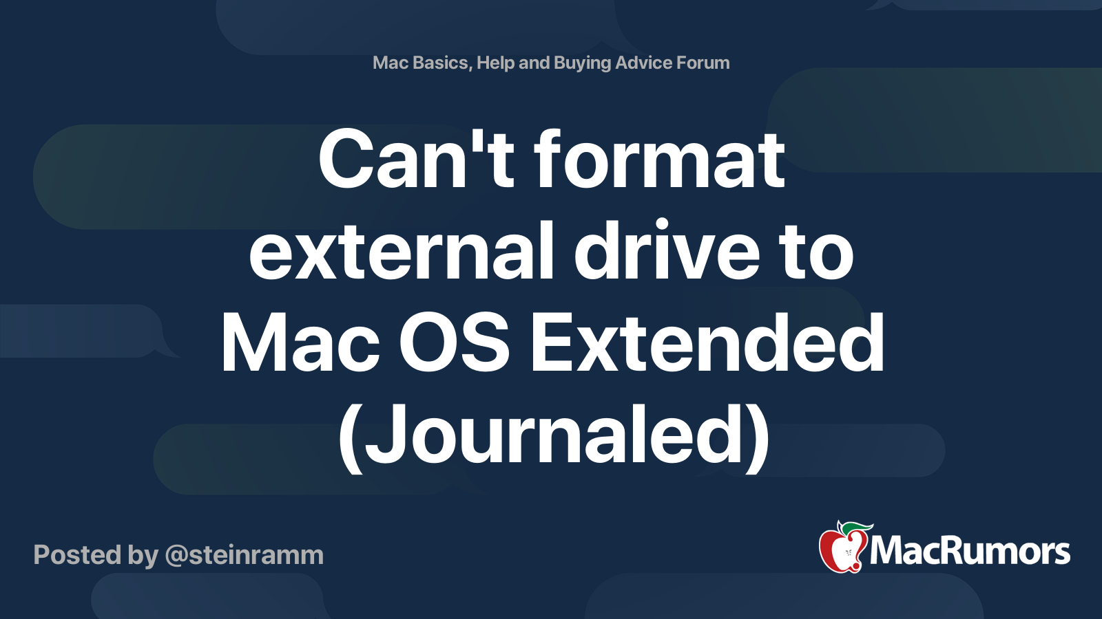Can't format external drive to Mac OS Extended (Journaled) | MacRumors Forums
