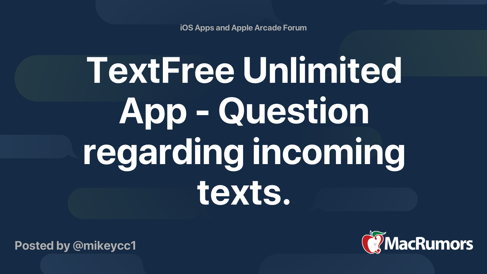 TextFree Unlimited App - Question regarding incoming texts. | MacRumors Forums