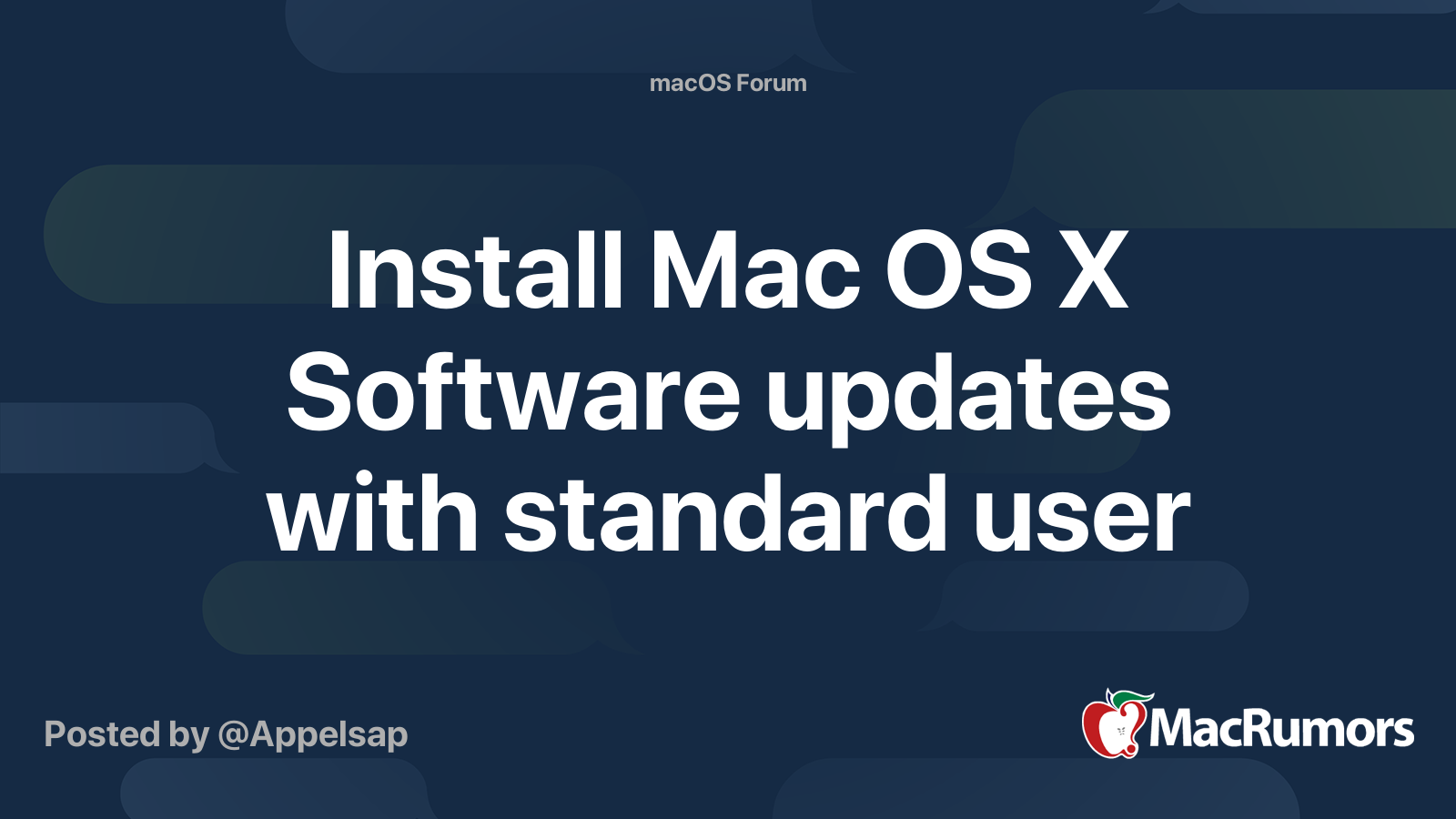 Install Mac Os X Software Updates With Standard User Macrumors Forums
