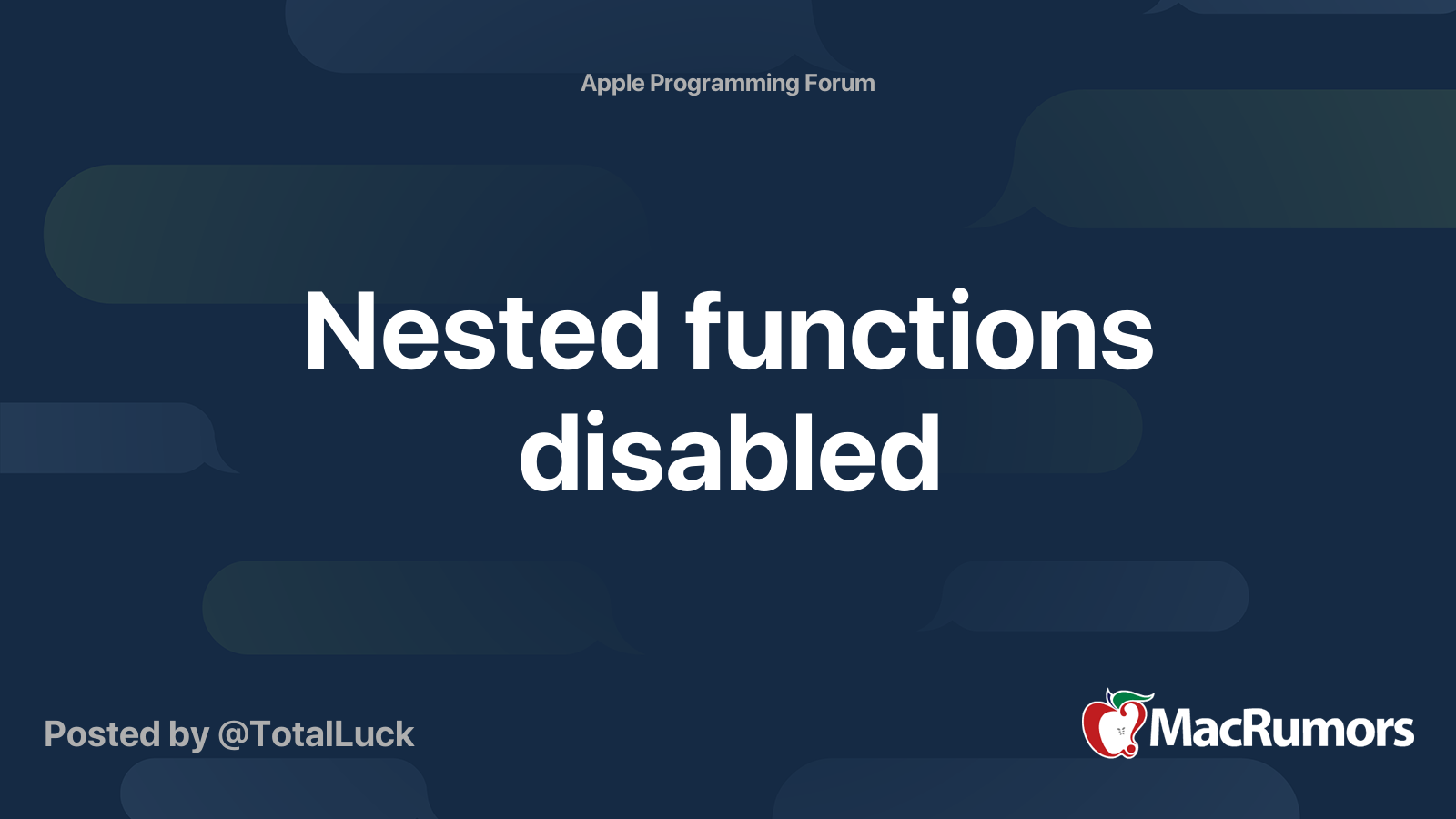 Nested functions disabled | MacRumors Forums