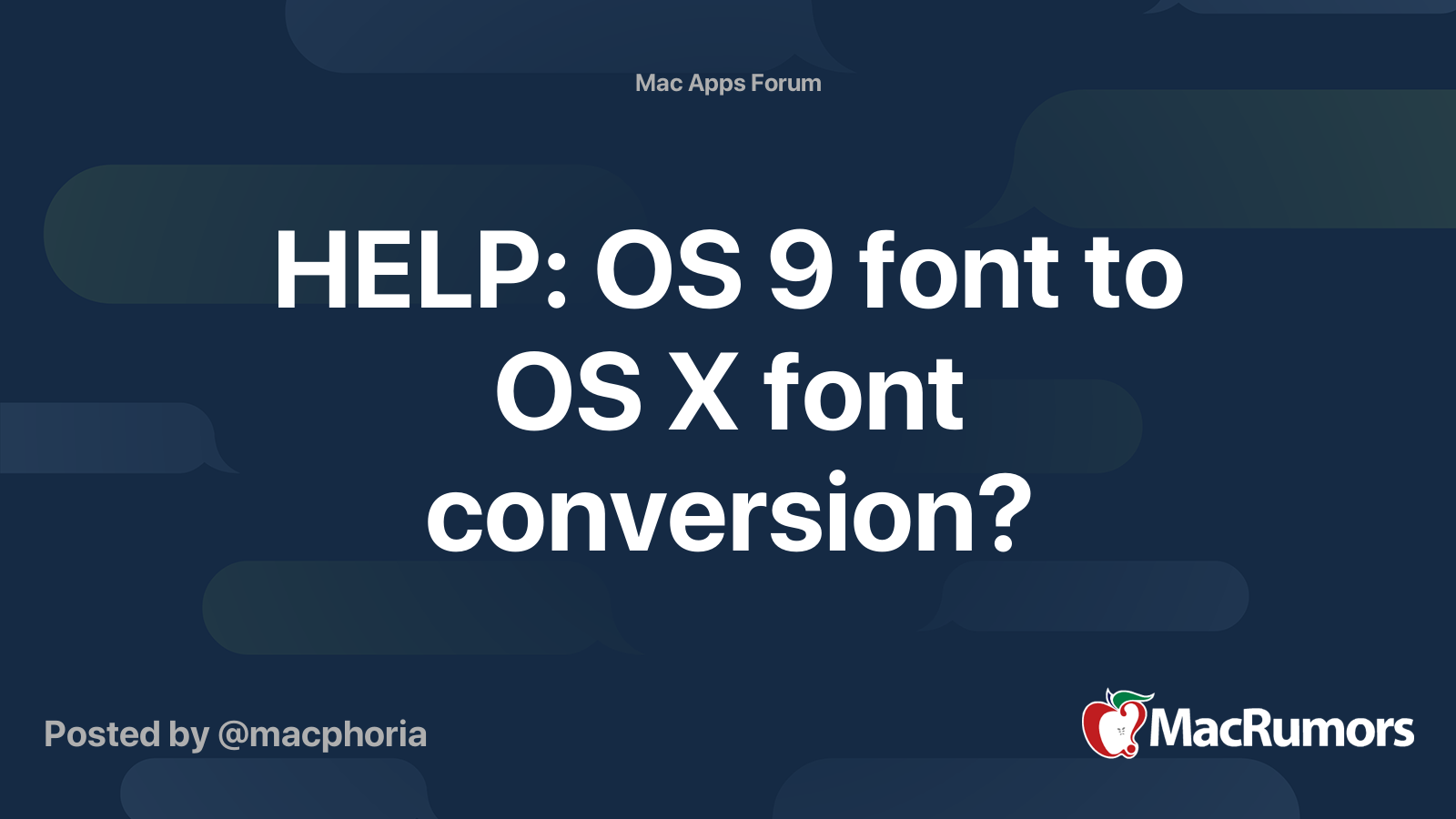 HELP: OS 9 font to OS X font conversion? | MacRumors Forums