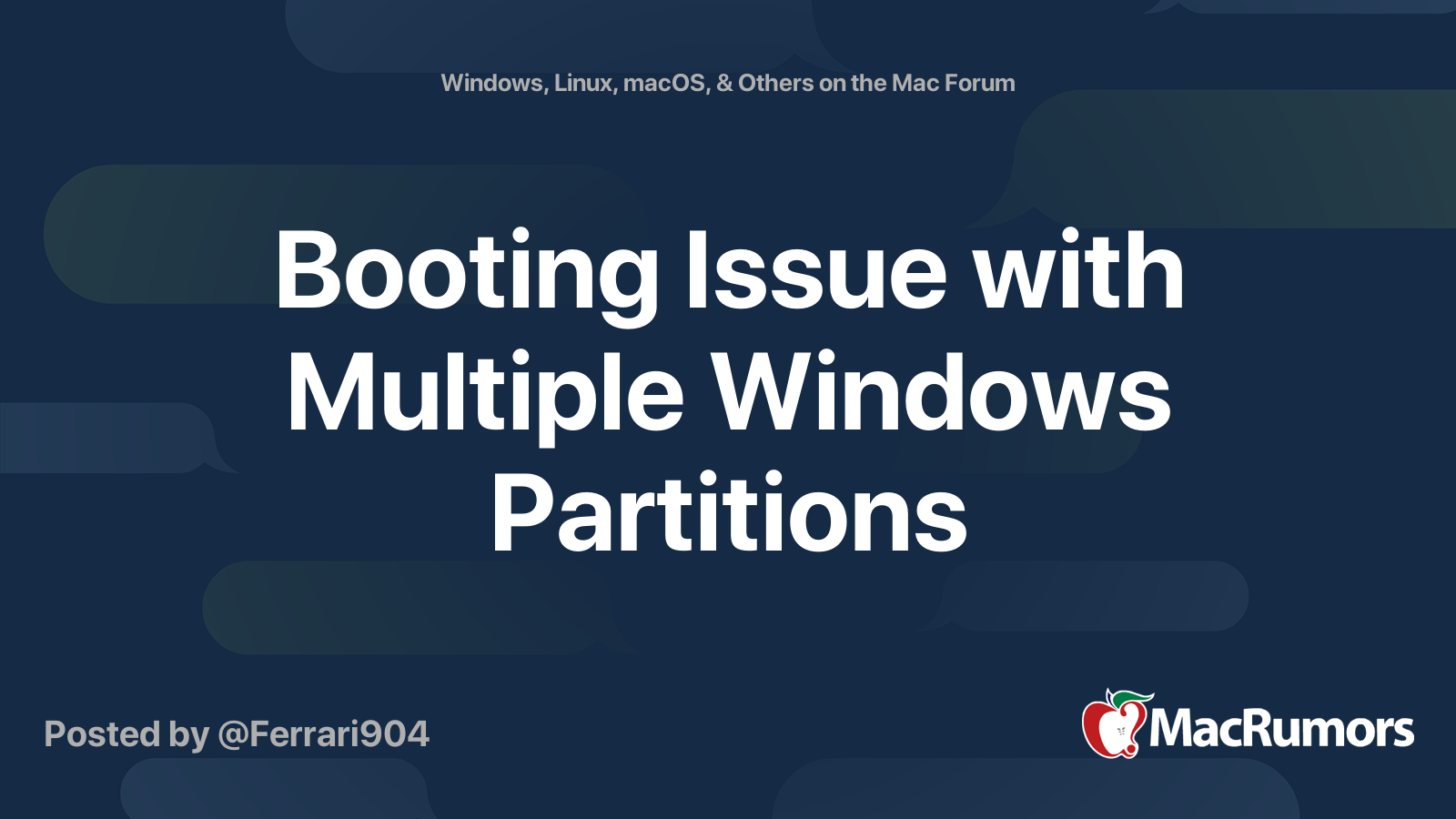 Booting Issue with Multiple Windows Partitions | MacRumors Forums