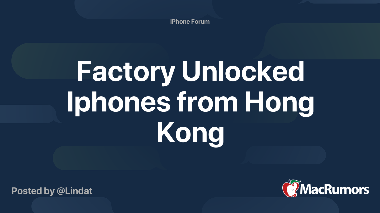 Factory Unlocked Iphones from Hong Kong | MacRumors Forums