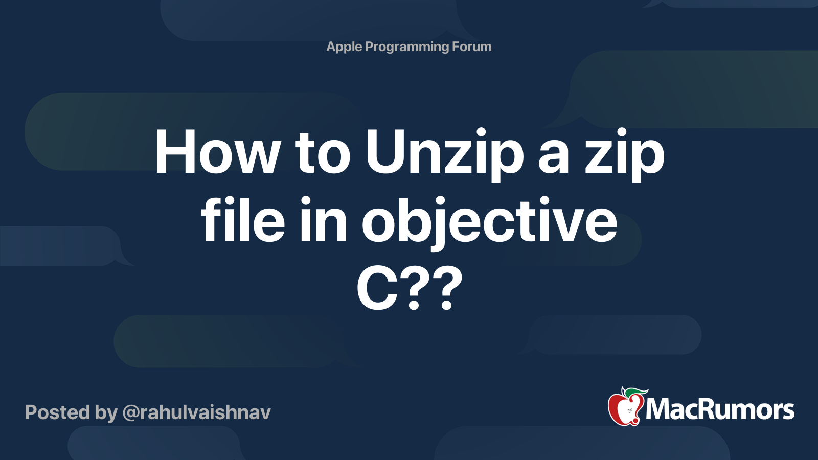 How to Unzip a zip file in objective C?? | MacRumors Forums
