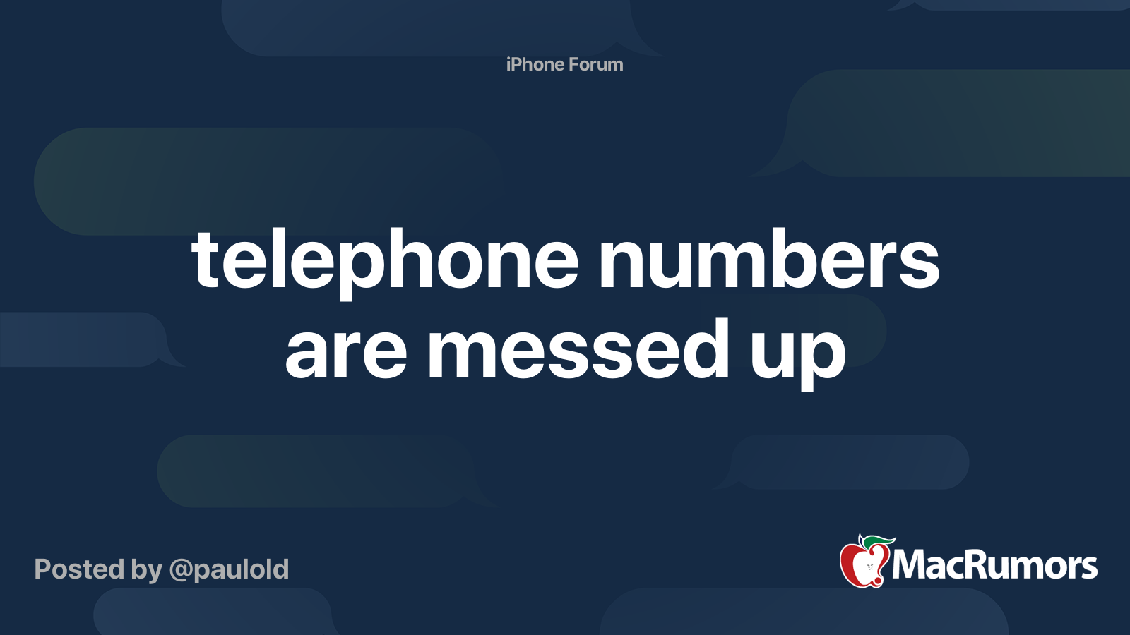 telephone numbers are messed up | MacRumors Forums
