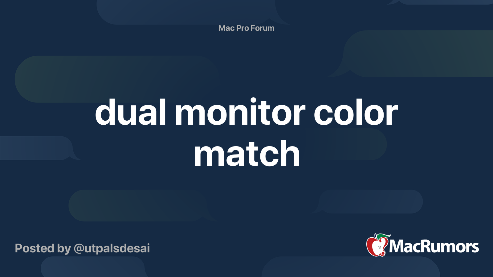dual monitor color match | MacRumors Forums
