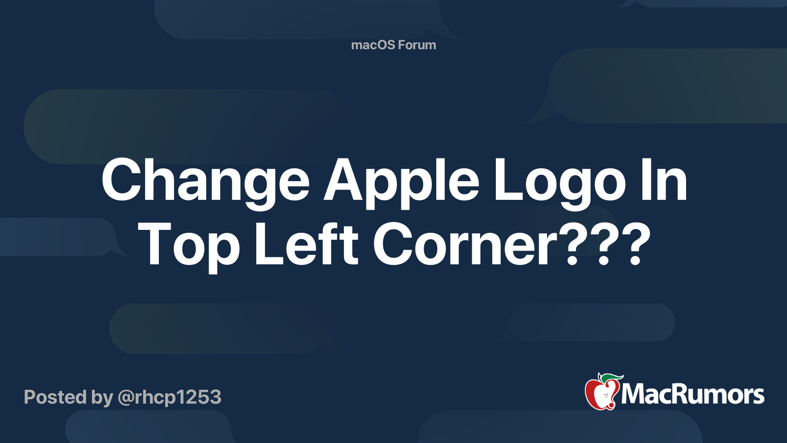 Change Apple Logo In Top Left Corner??? | MacRumors Forums