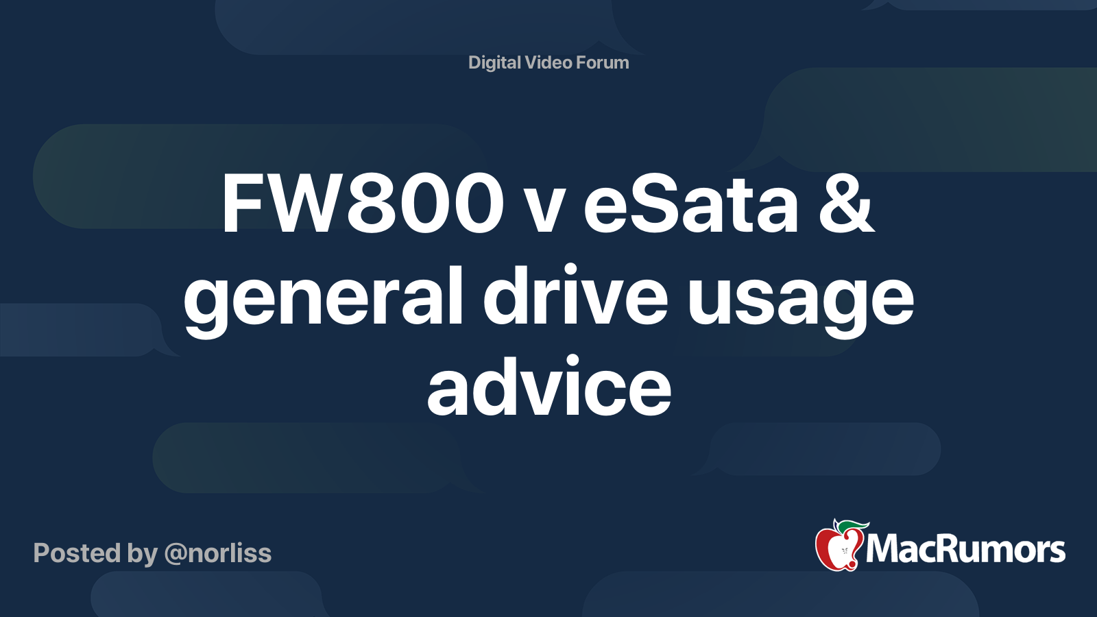FW800 v eSata & general drive usage advice | MacRumors Forums