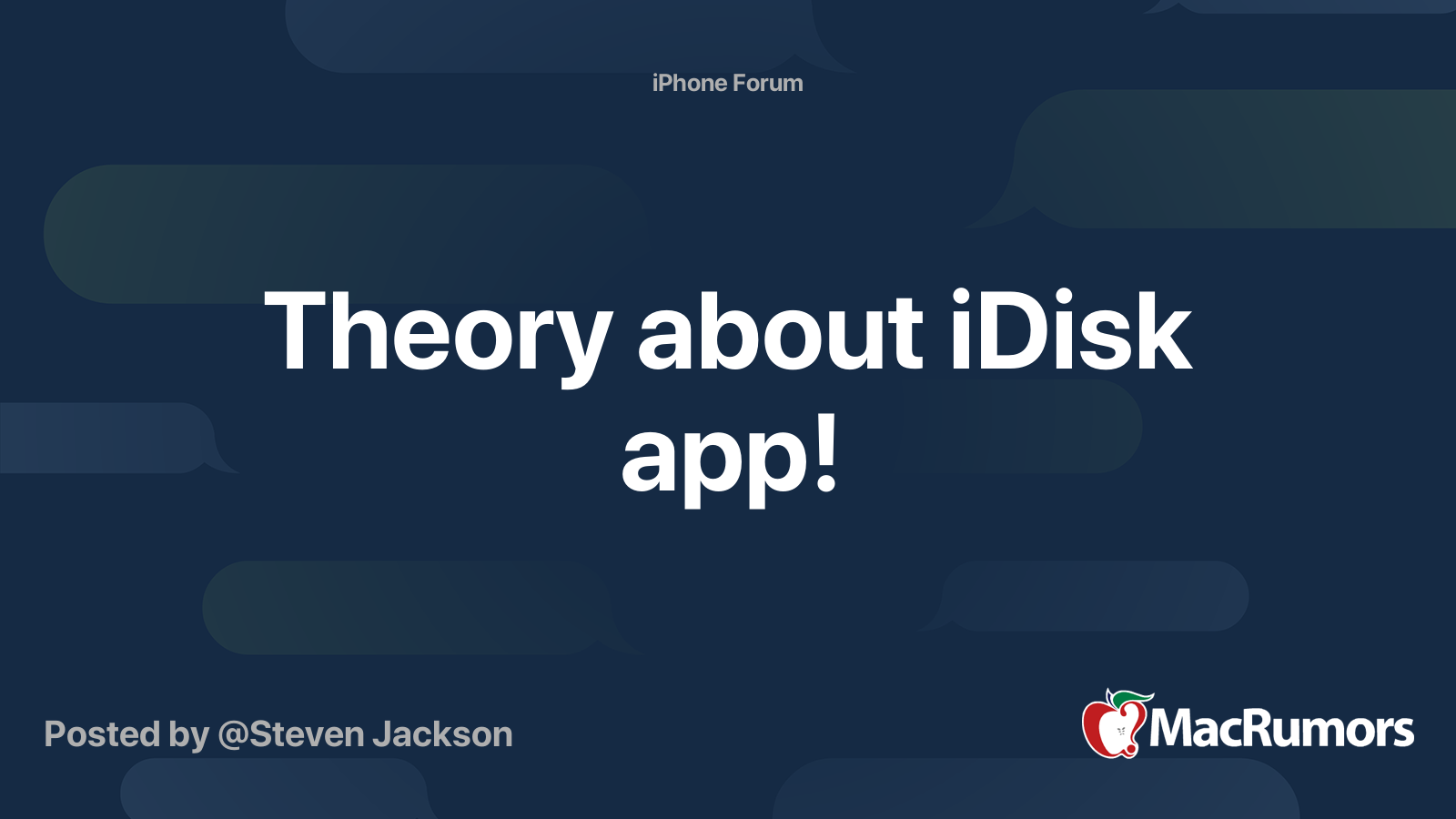 Theory about iDisk app! | MacRumors Forums