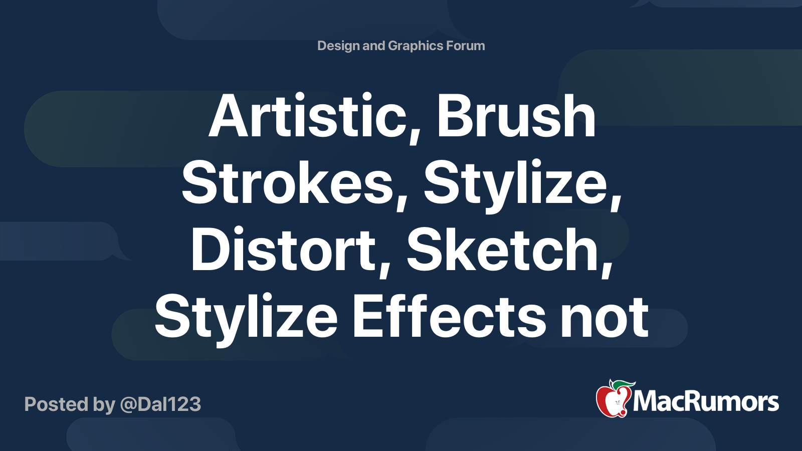 Artistic, Brush Strokes, Stylize, Distort, Sketch, Stylize Effects not ...