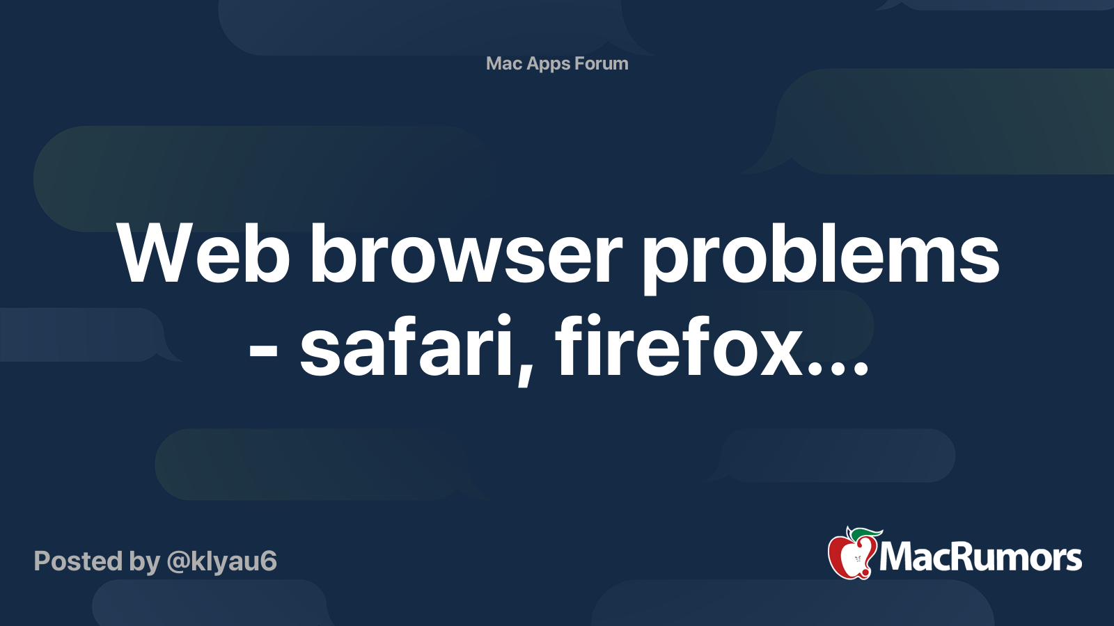 Web browser problems - safari, firefox... | MacRumors Forums