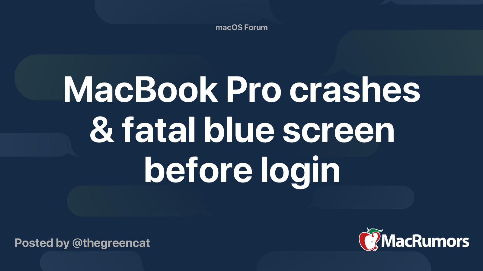 MacBook Pro crashes & fatal blue screen before login | MacRumors Forums