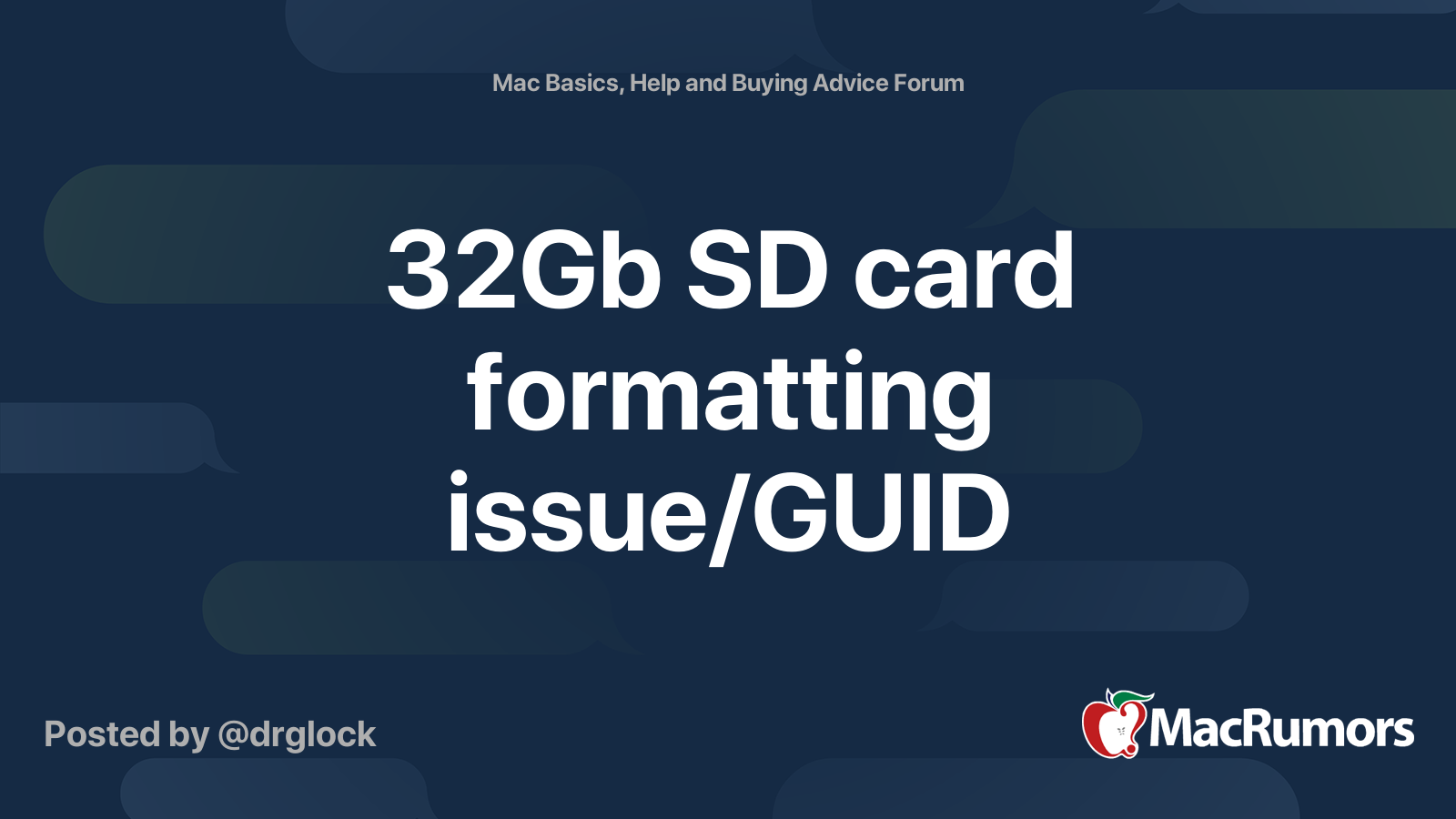 32Gb SD card formatting issue/GUID | MacRumors Forums