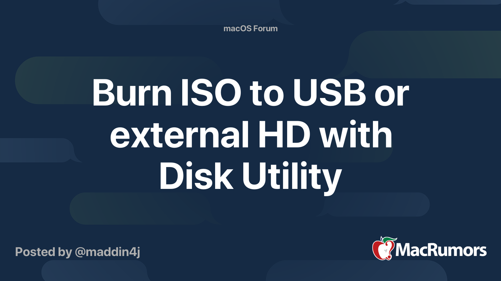 Burn ISO to USB or external HD with Disk Utility | MacRumors Forums