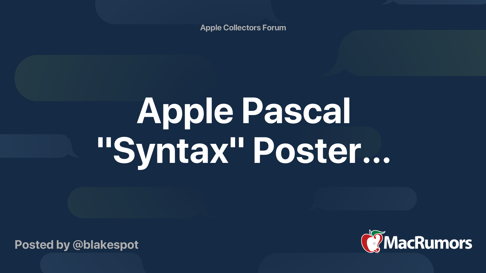 Apple Pascal "Syntax" Poster... | MacRumors Forums