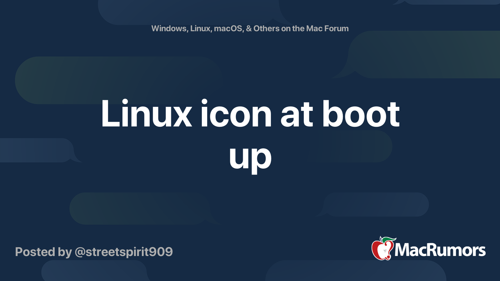 Linux icon at boot up | MacRumors Forums