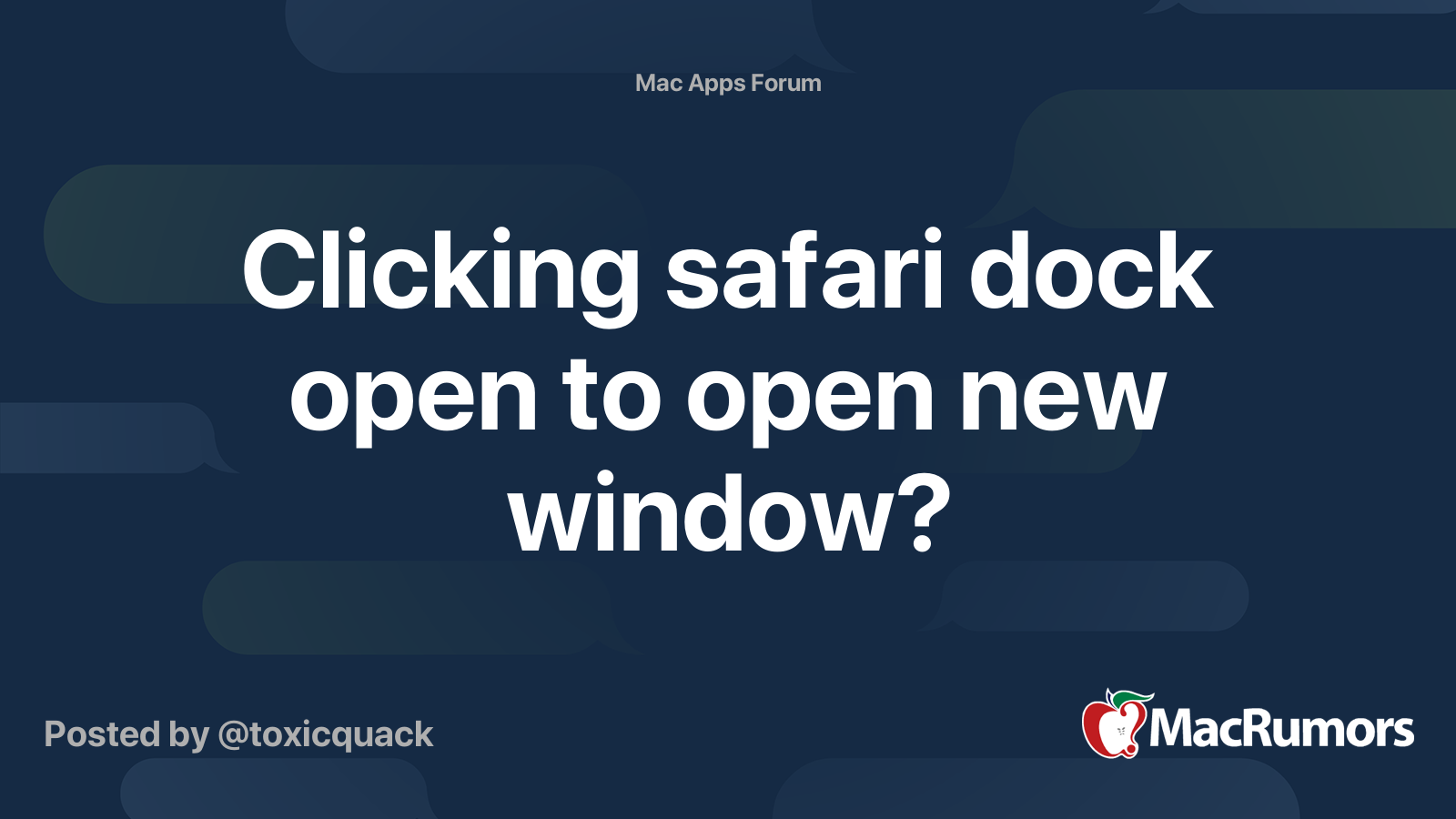 Clicking safari dock open to open new window? | MacRumors Forums