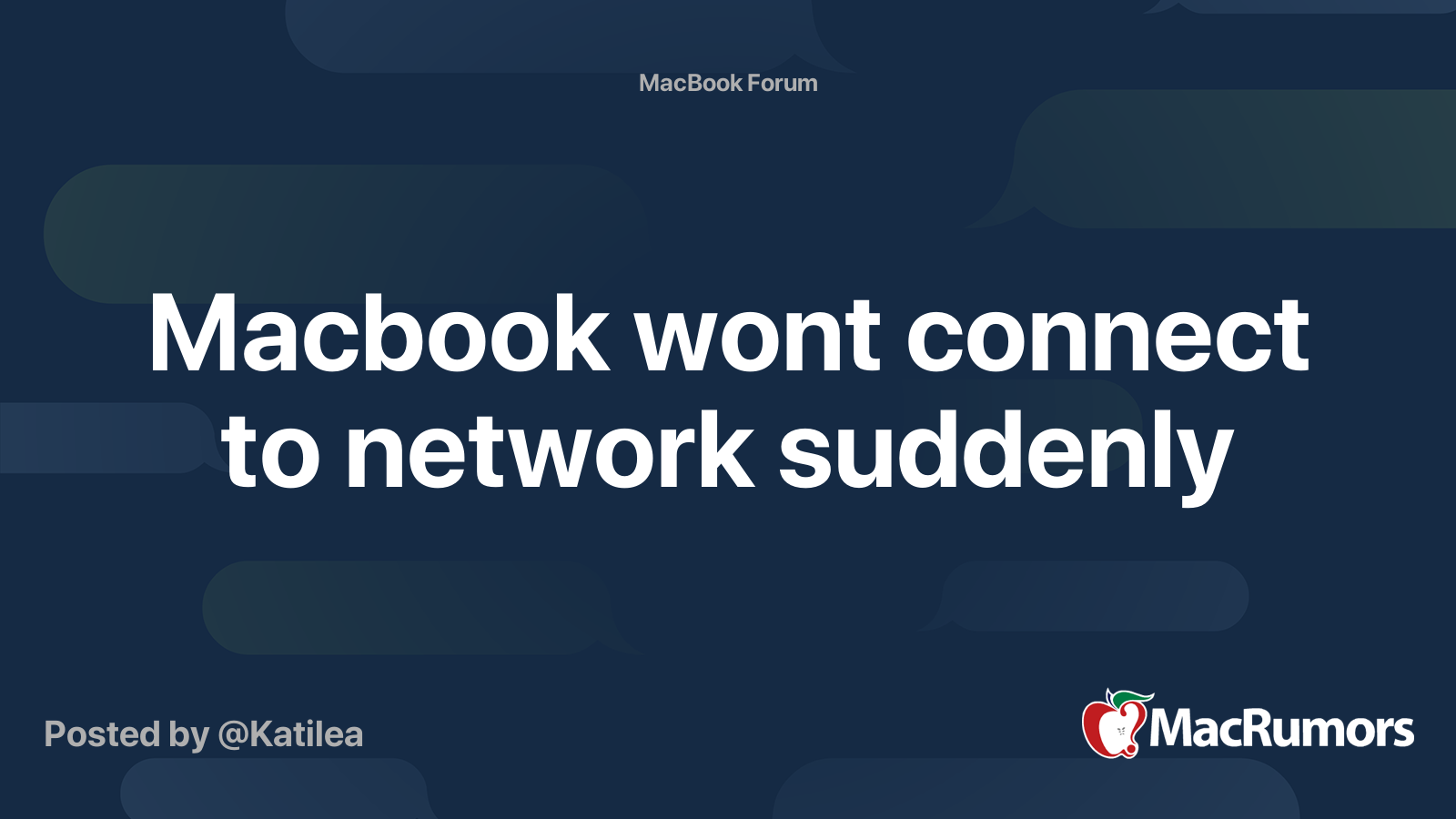 Macbook wont connect to network suddenly | MacRumors Forums