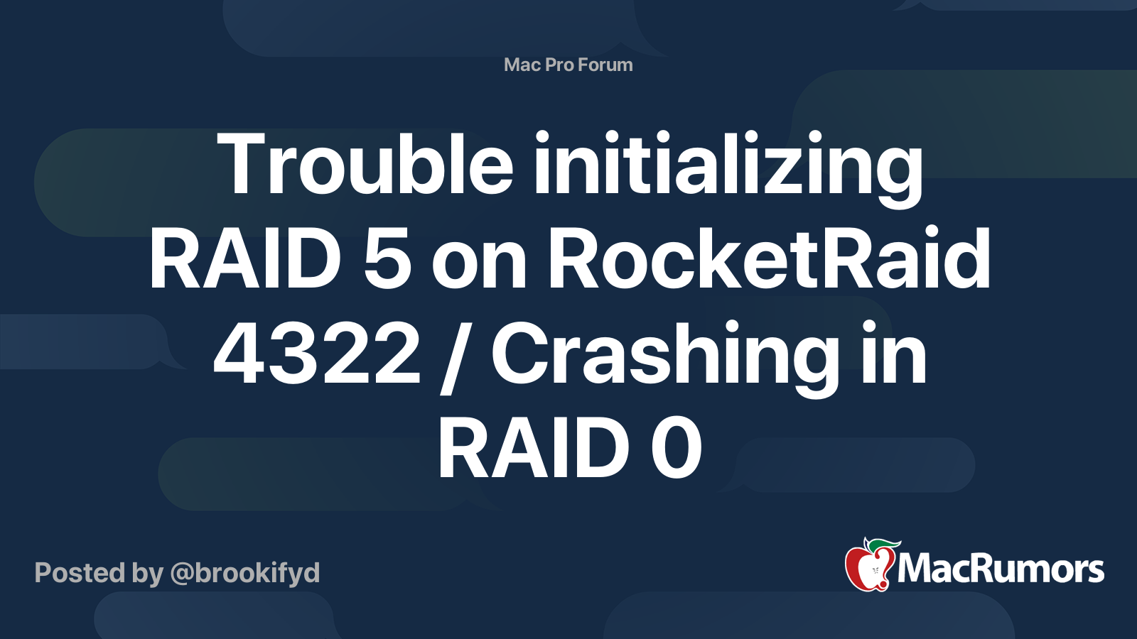 Trouble initializing RAID 5 on RocketRaid 4322 / Crashing in RAID 0 ...