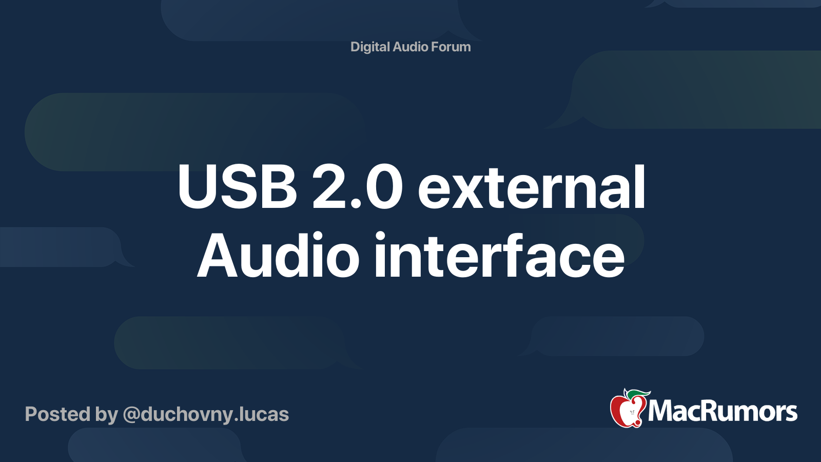 USB 2.0 external Audio interface | MacRumors Forums