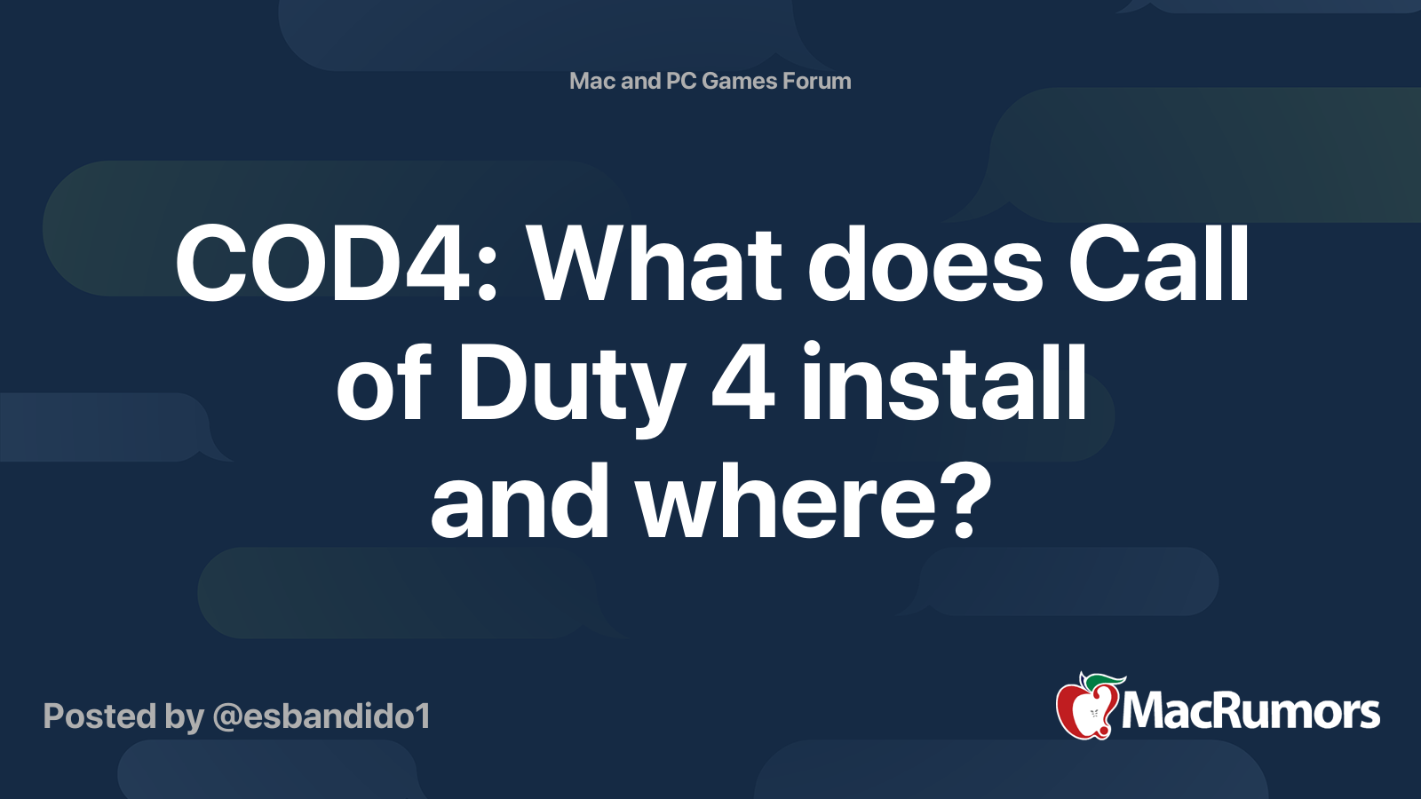 COD4: What does Call of Duty 4 install and where? | MacRumors Forums