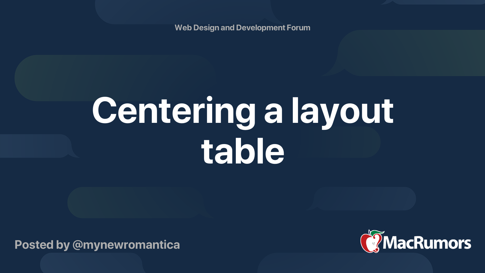 Centering a layout table | MacRumors Forums