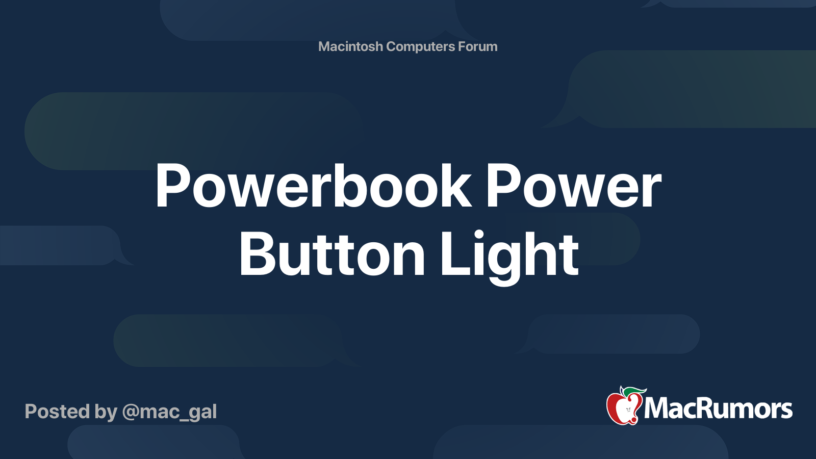 Powerbook Power Button Light | MacRumors Forums