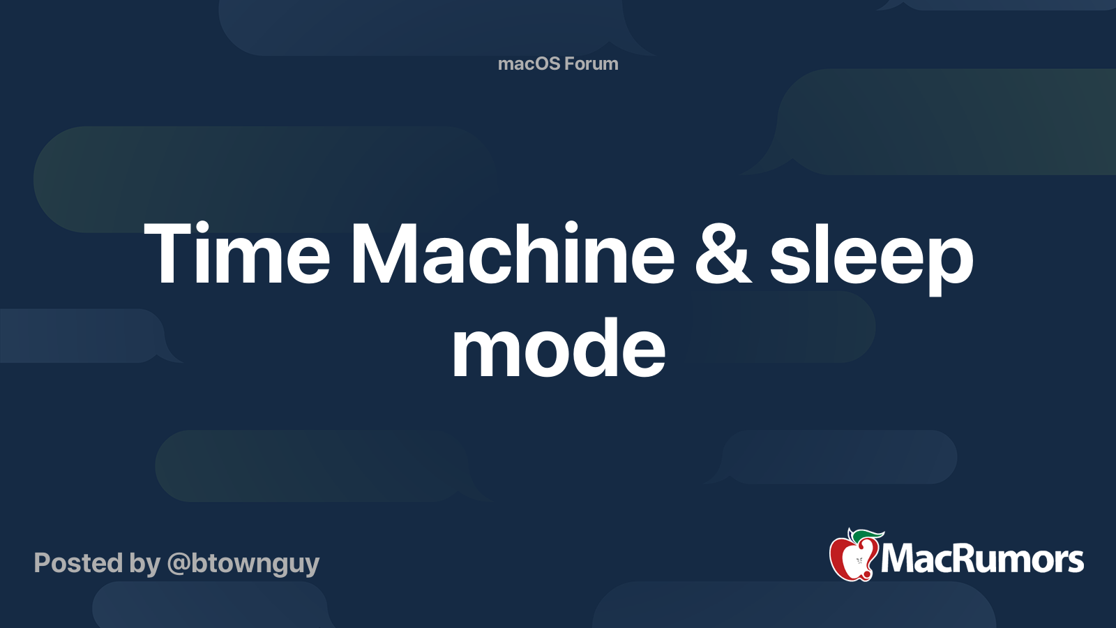 Time Machine & sleep mode | MacRumors Forums