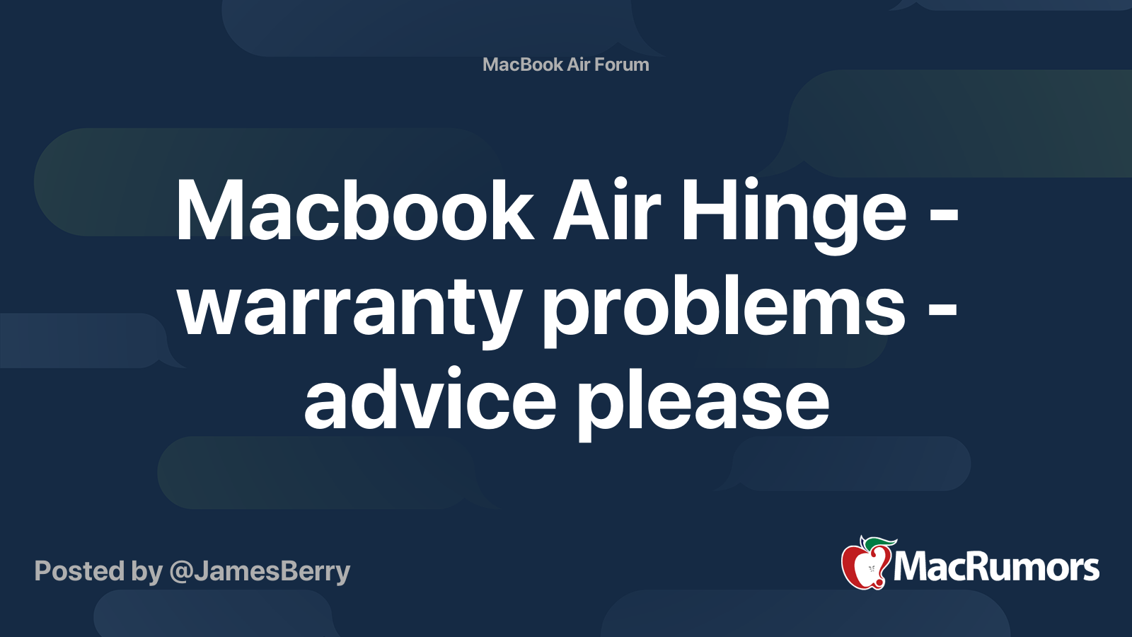 Macbook Air Hinge - warranty problems - advice please | MacRumors Forums