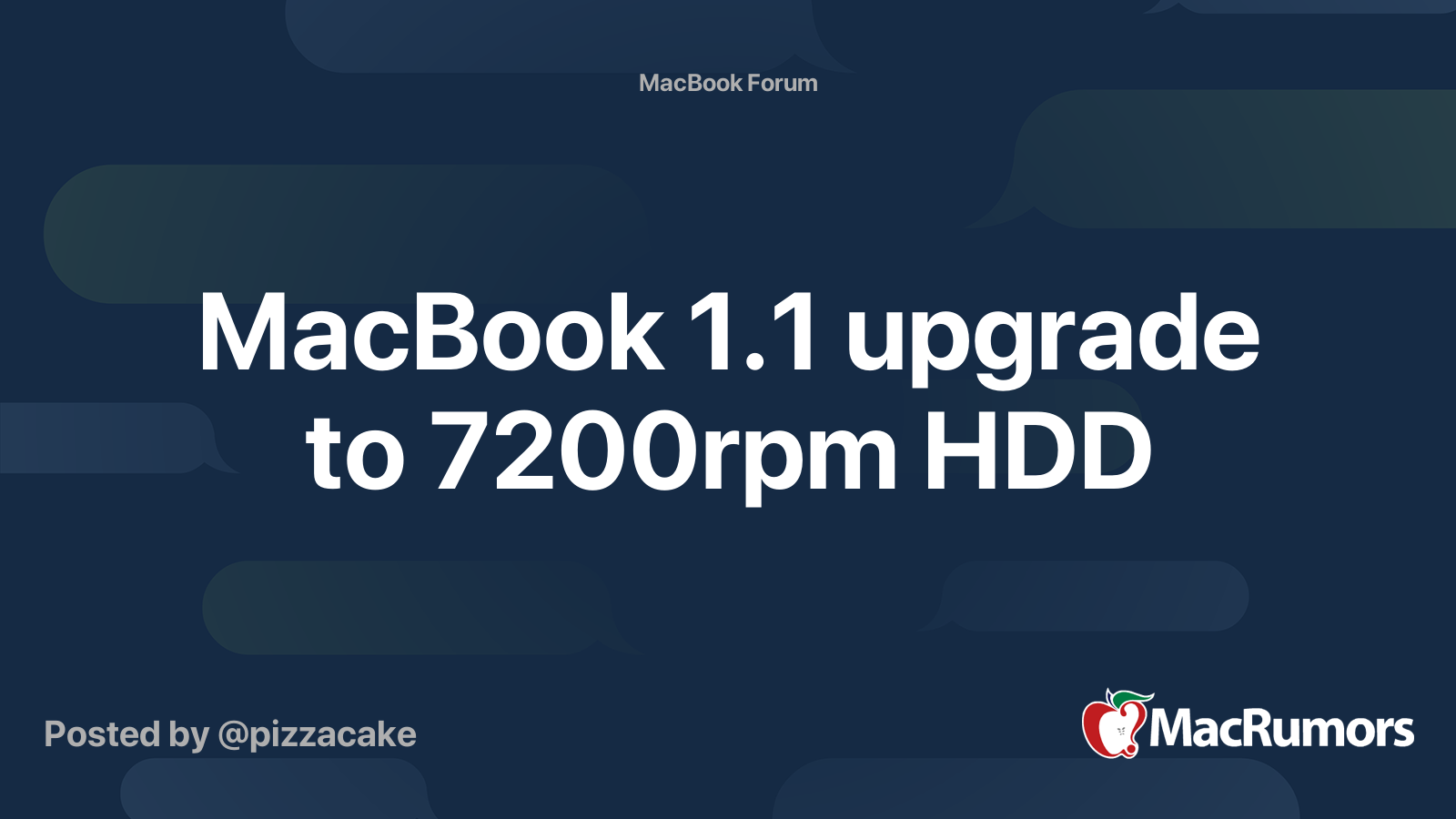 MacBook 1.1 upgrade to 7200rpm HDD | MacRumors Forums