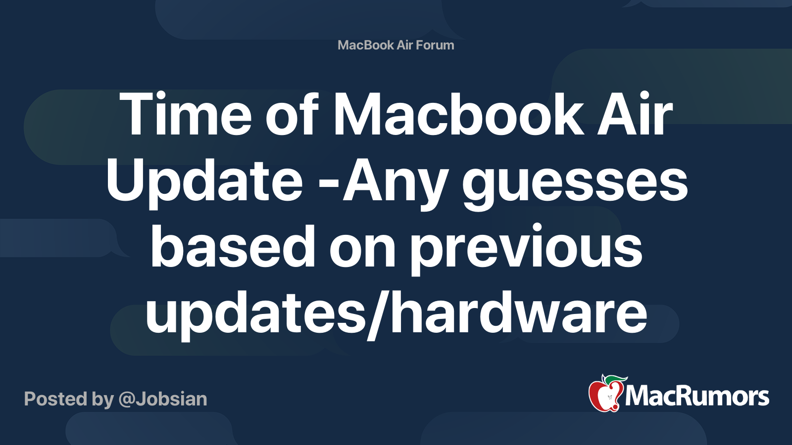 Time of Macbook Air Update -Any guesses based on previous updates ...