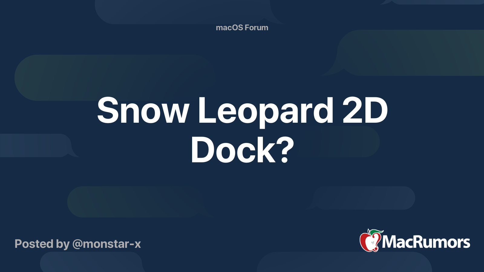 Snow Leopard 2D Dock? | MacRumors Forums