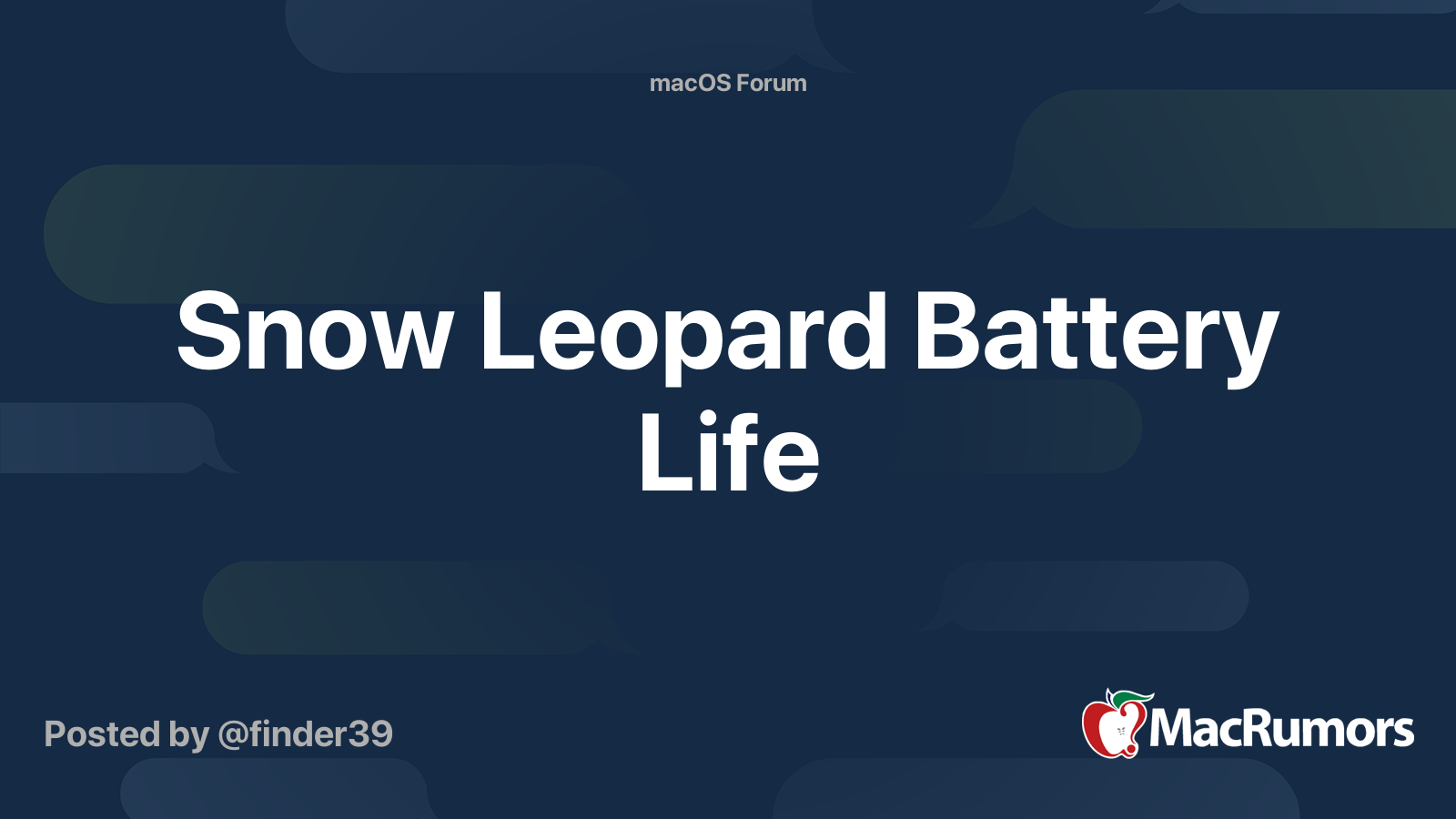 Snow Leopard Battery Life | MacRumors Forums
