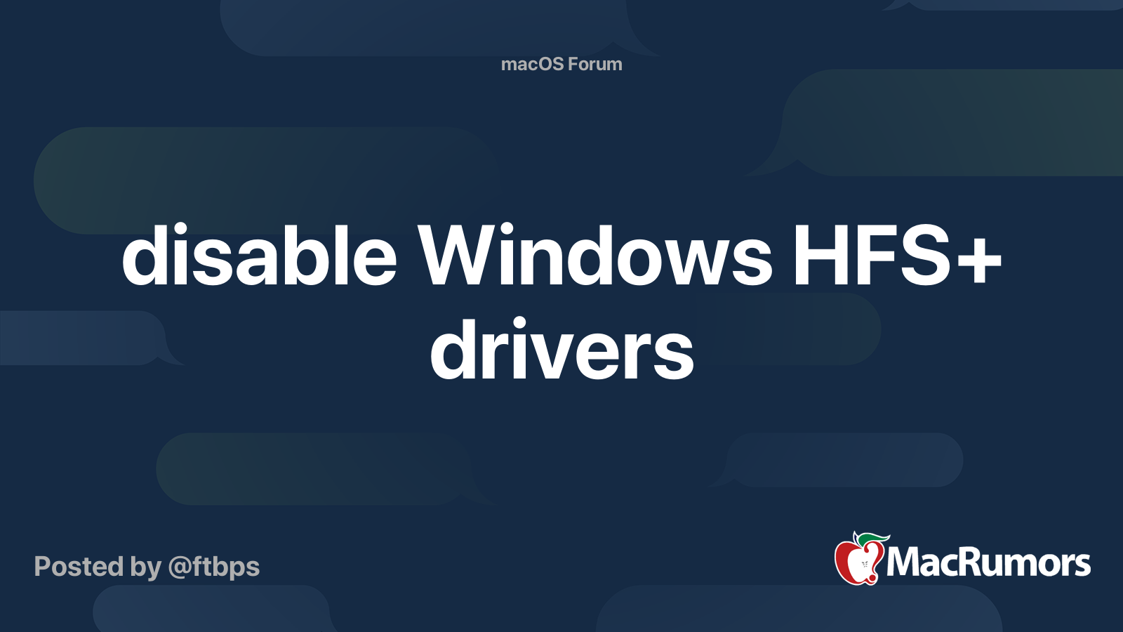 disable Windows HFS+ drivers | MacRumors Forums