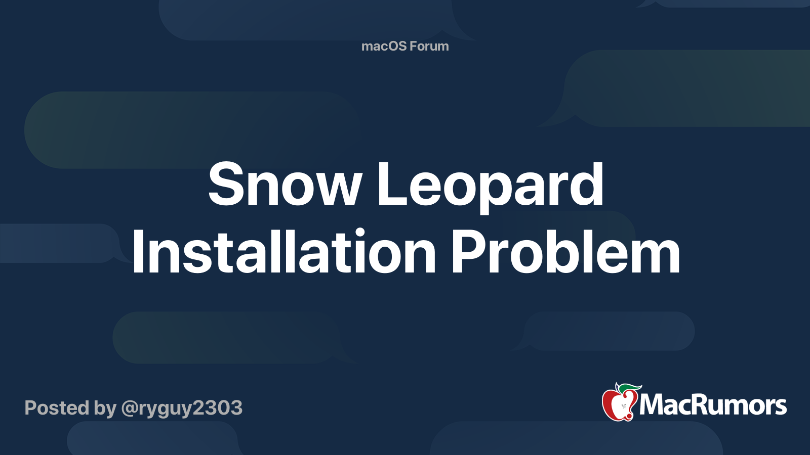 Snow Leopard Installation Problem | MacRumors Forums