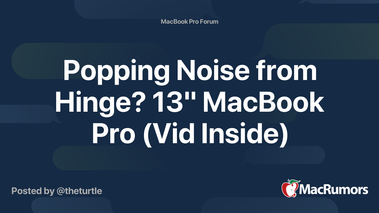 Popping Noise from Hinge? 13" MacBook Pro (Vid Inside) | MacRumors Forums