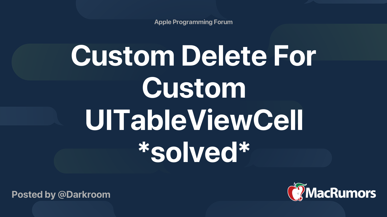 Custom Delete For Custom Uitableviewcell Solved Macrumors Forums