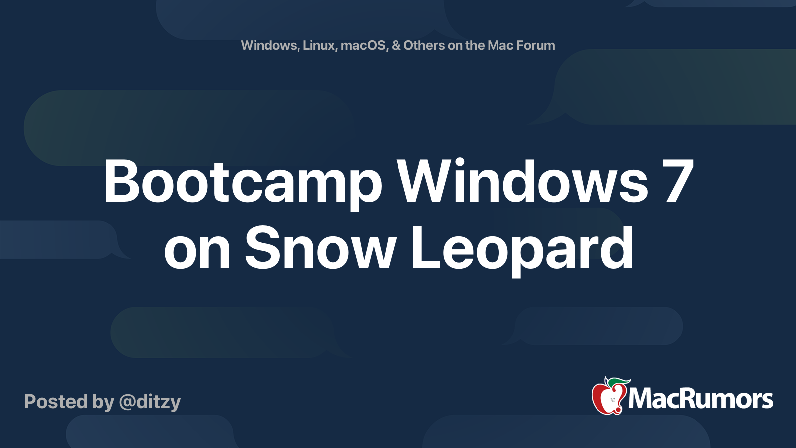 Bootcamp Windows 7 on Snow Leopard | MacRumors Forums